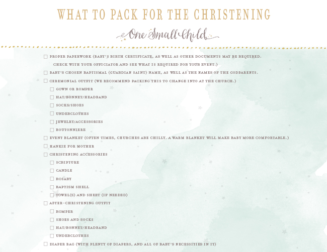 What to Pack for a Christening: Free Printable